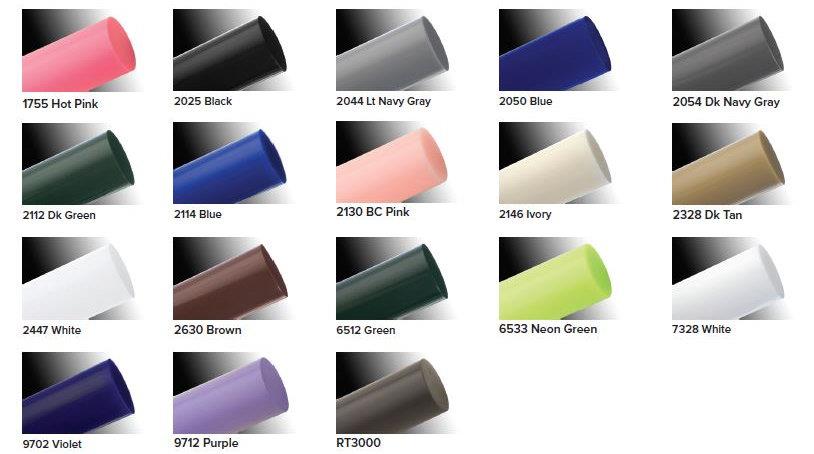 Colored Plastics - Color Chart