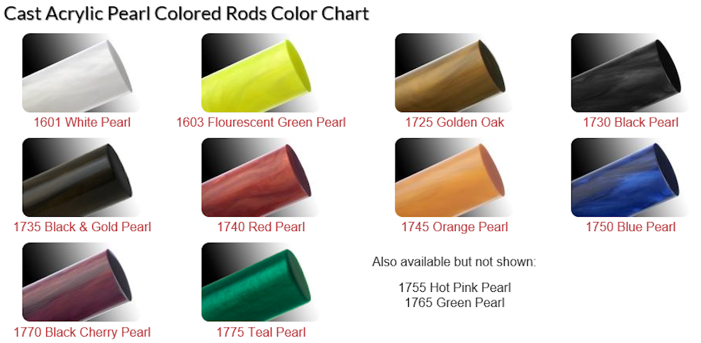 Cast Acrylic Pearl Colored Rods [Plastic Pearl Colored Rods]
